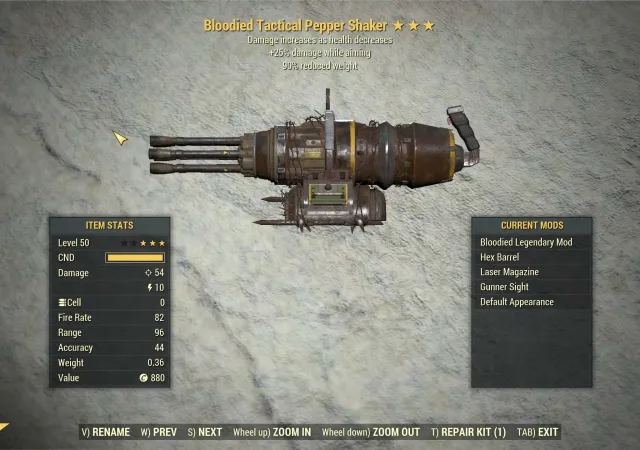 Bloodied Pepper Shaker (+25% damage WA, 90% reduced weight) - Fallout 76 Game Items - Gameflip
