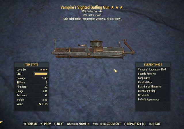 Vampire's Gatling Gun (25% faster fire rate, 15% faster reload) - Game ...
