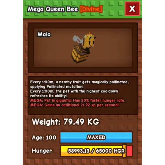 Grow A Garden Maxed Mega Huge Queen Bee - Game Item - Gameflip