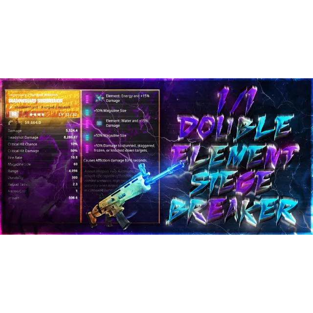 1/1 DOUBLE ELEMENT SIEGEBREAKER - Fortnite Game Item - Gameflip