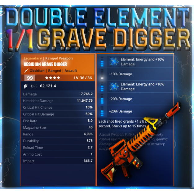 1/1 DOUBLE ELEMENT GRAVE DIGGER - Fortnite Game Item - Gameflip