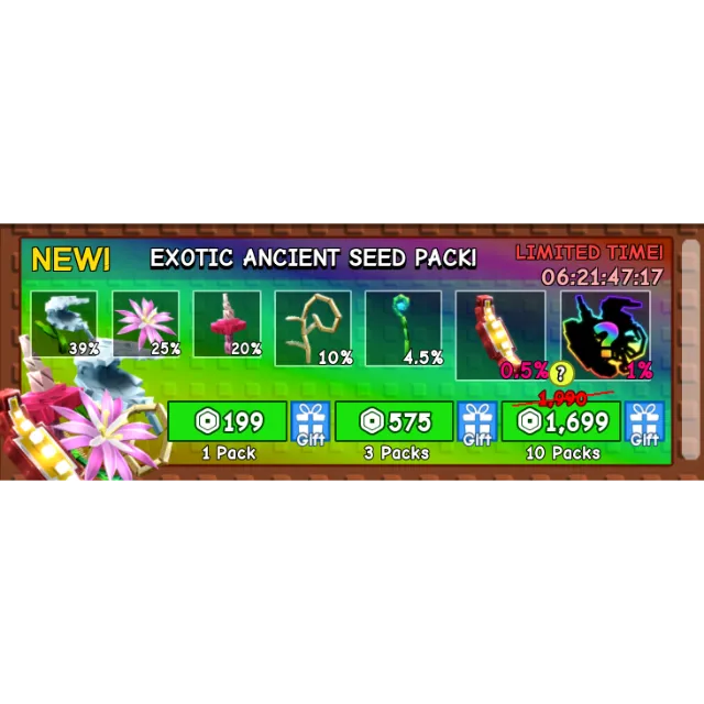 10 Exotic Ancient Seed Pack - Grow a Garden Game Item - Gameflip