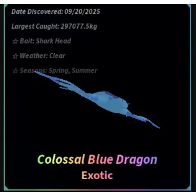 CRIMSON COLOSSAL BLUE DRAGON - FISCH - Fisch Game Item - Gameflip