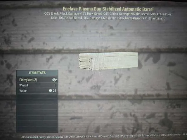 Enclave Plasma Gun Stabilized Automatic Barrel Mod - Fallout 76 Game ...