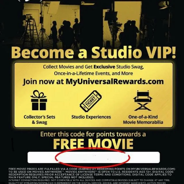 Universal Rewards All Access Points - Digital Movies - Gameflip