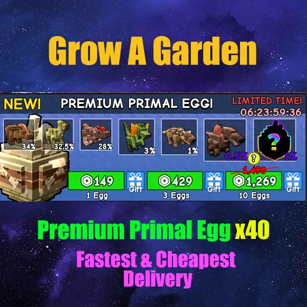 Premium Primal Egg x40 - Grow a Garden Game Item - Gameflip
