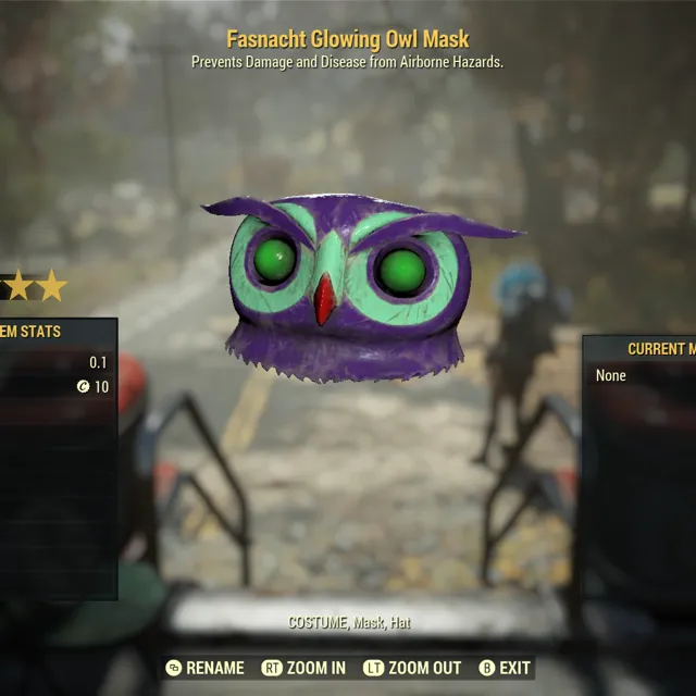 Glowing owl mask - Fallout 76 Game Item - Gameflip