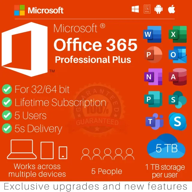 OFFICE 365 MICROSOFT PROFESSIONAL PLUS FOR 5 DEVICES LIFETIME - Other ...