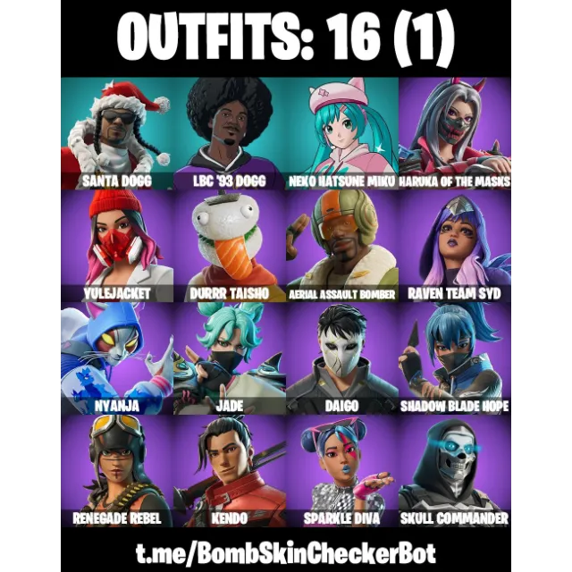 Fortnite [PC] 16 skins | LBC '93 Dogg | Santa Dogg | Neko Hatsune Miku ...