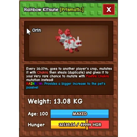 RAINBOW RED KITSUNE - Grow a Garden Game Item - Gameflip