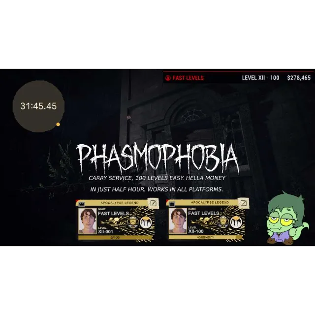 Phasmophobia Levels Carry Service: Per 100 levels [PlayStation/Xbox ...