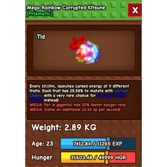 RAINBOW HATCHED MEGA CORRUPTED KITSUNE GROW A GARDEN - Grow a Garden ...