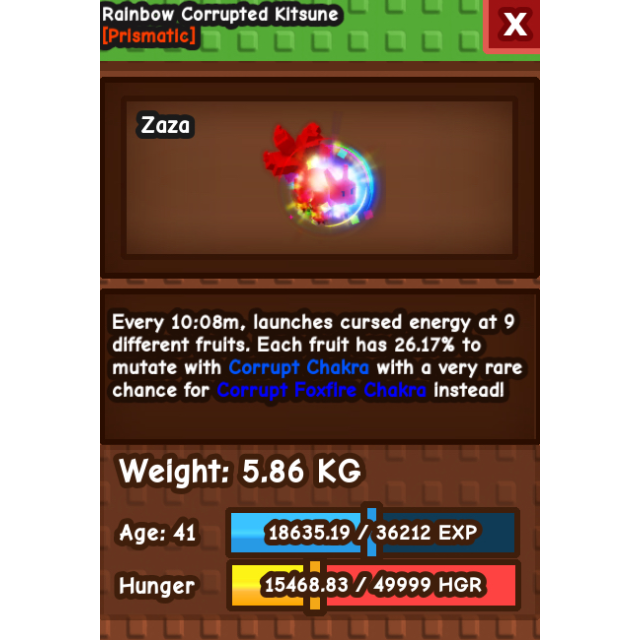 RAINBOW HATCHED CORRUPTED KITSUNE GROW A GARDEN - Grow a Garden Game ...