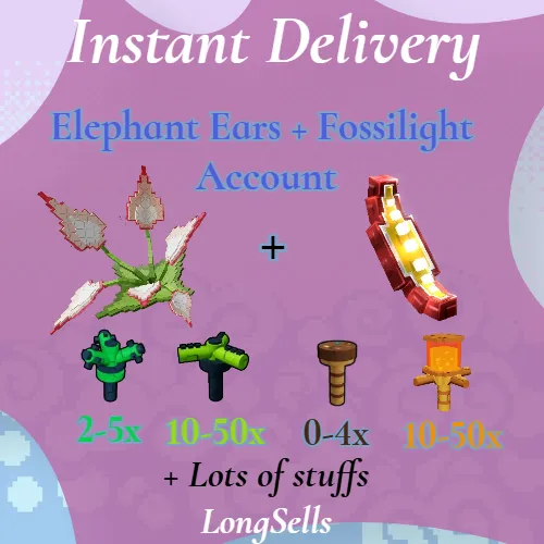 Elephant Ears Seed/Plant + Fossilight Seed/Plant Account - Grow a ...