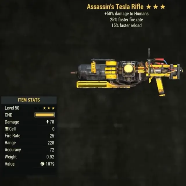 Weapon | A 25/15r Tesla Rifle - Fallout 76 Game Item - Gameflip