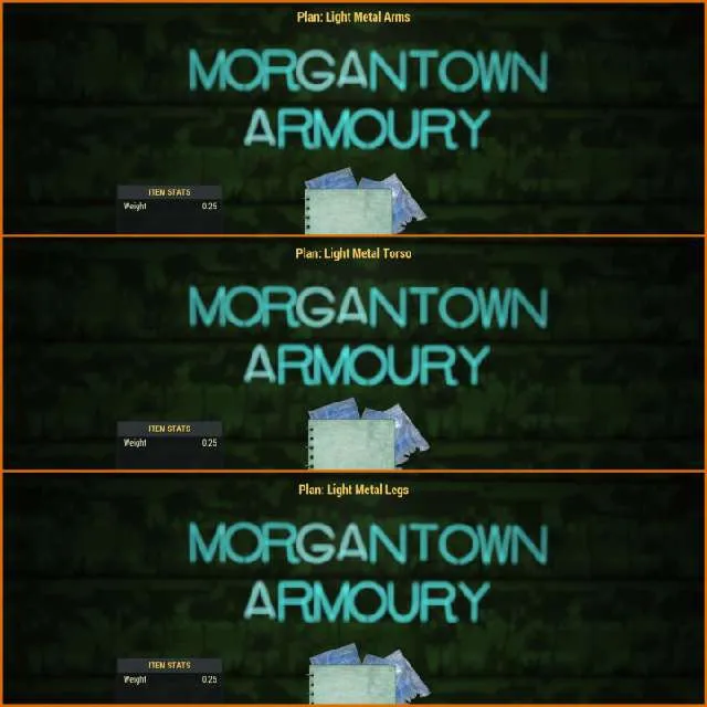 Plan | Light Metal Armour Set - Fallout 76 Game Items - Gameflip