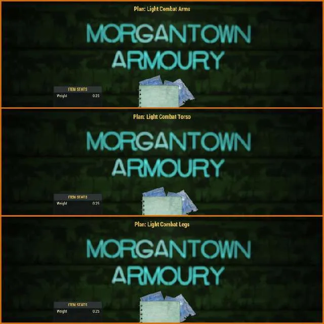 Plan | Light Combat Armour Set - Fallout 76 Game Items - Gameflip