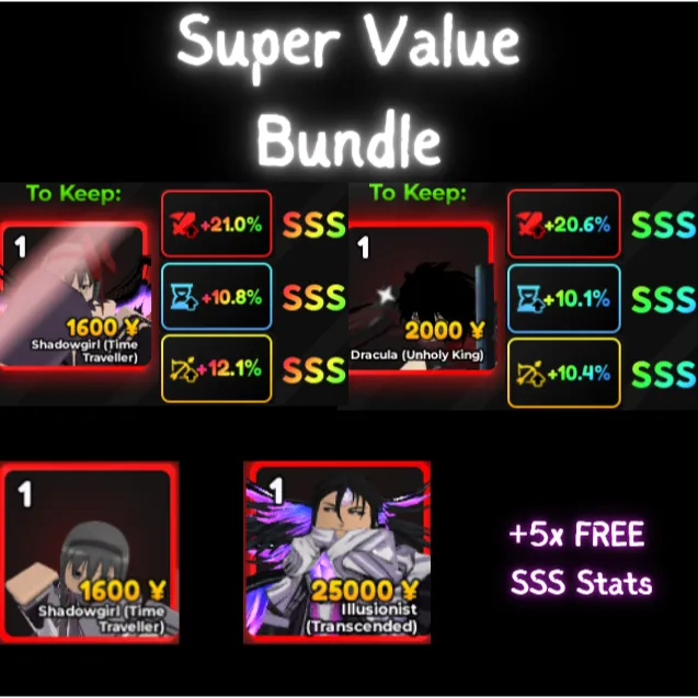 Super Value Bundle Anime adventures (5x FREE SSS STATS) - Anime ...