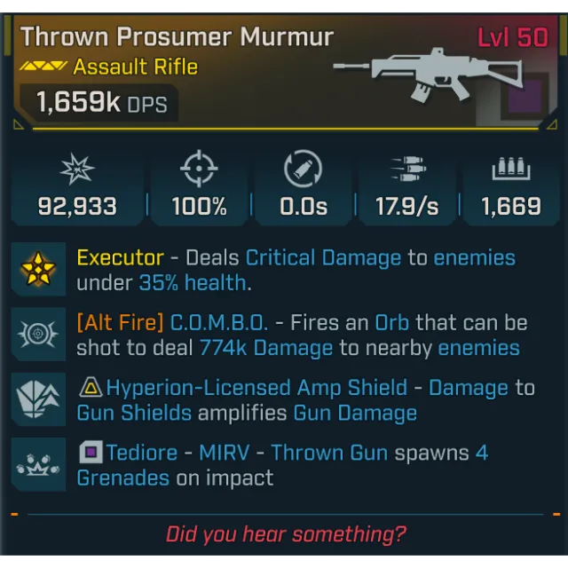 Borderlands 4 Modded Weapon Murmur 1659K DPS PC/PS/XBOX - Borderlands 4 ...