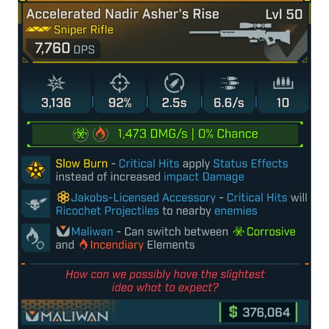 Borderlands 4 Asher's Rise Sniper Rifle Jakobs Maliwan Corrosive ...