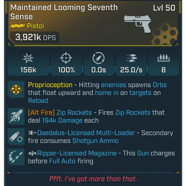 Borderlands 4 Modded Weapon Seventh Sense 3921K DPS PC/PS/XBOX ...