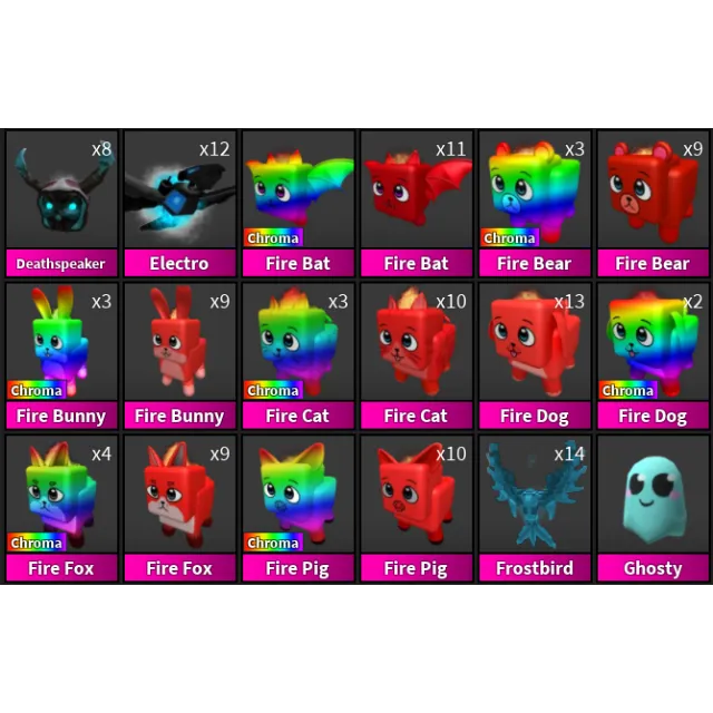 inventory stacks of pets MM2 - Murder Mystery 2 Game Item - Gameflip