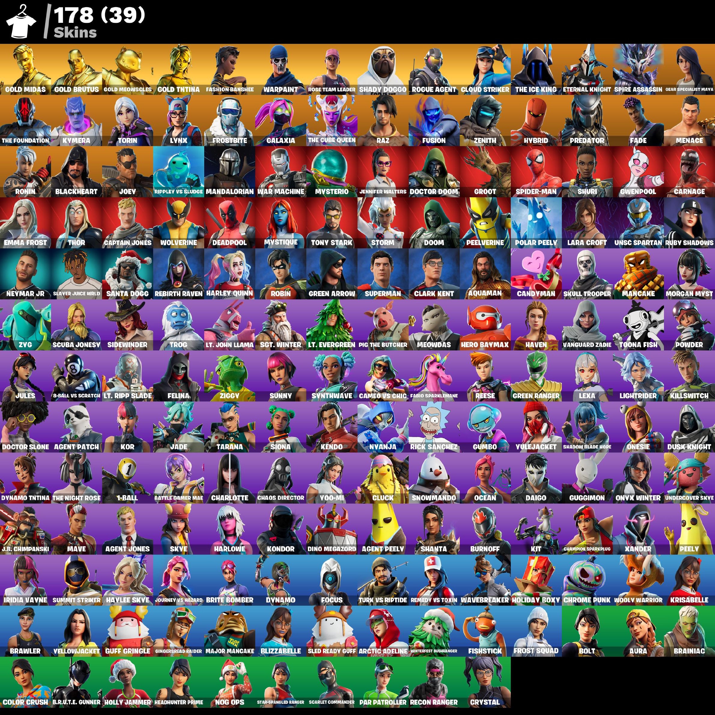 Fortnite fa 178 skins with limited edition og stw + 3000 vbucks - Epic ...