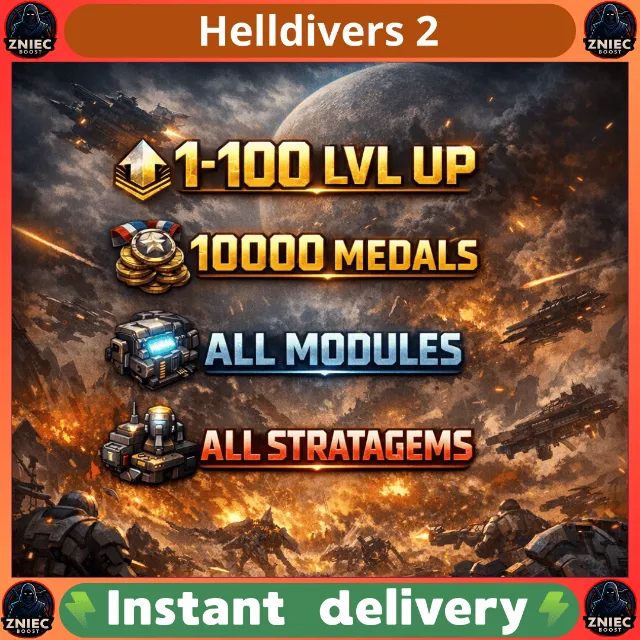 LvL UP 1-100 + 10000 Medals + All Modules + All Stratagems + XP Weapon ...