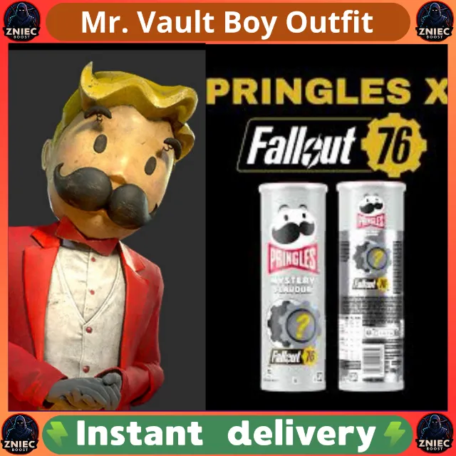 FALLOUT 76 X PRINGLES | Mr. Vault Boy Outfit & Mascot Head skin ...