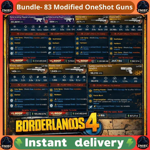 Bundle - 83 Crazy Modded - Modified OneShot Guns (1 Mil to 999 bil DPS ...