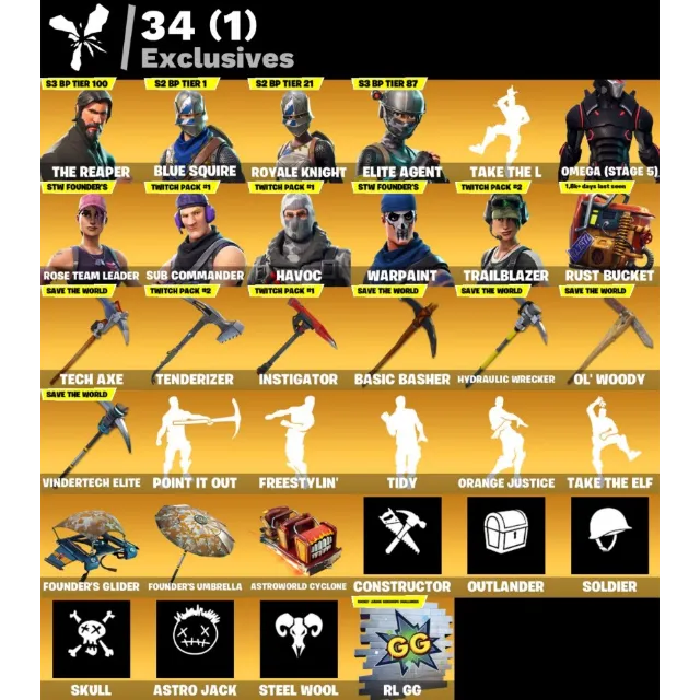 Fortnite: 126 SKINS The Reaper | Blue Squire | Royale Knight | Omega ...