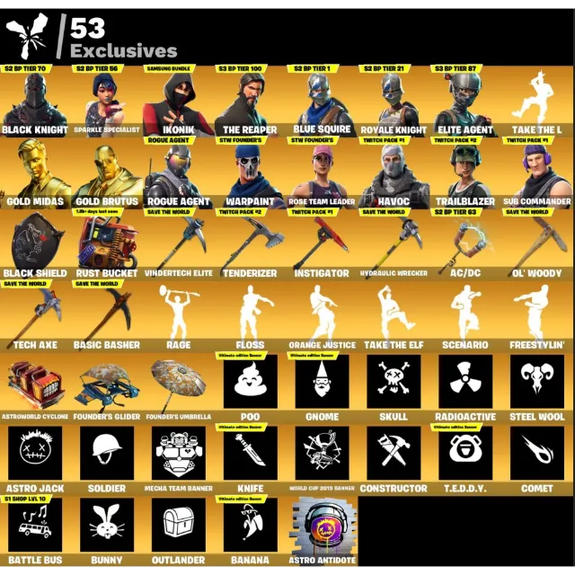 Fortnite : 63 SKINS Black Knight | Ikonik | Save The World Founder's ...
