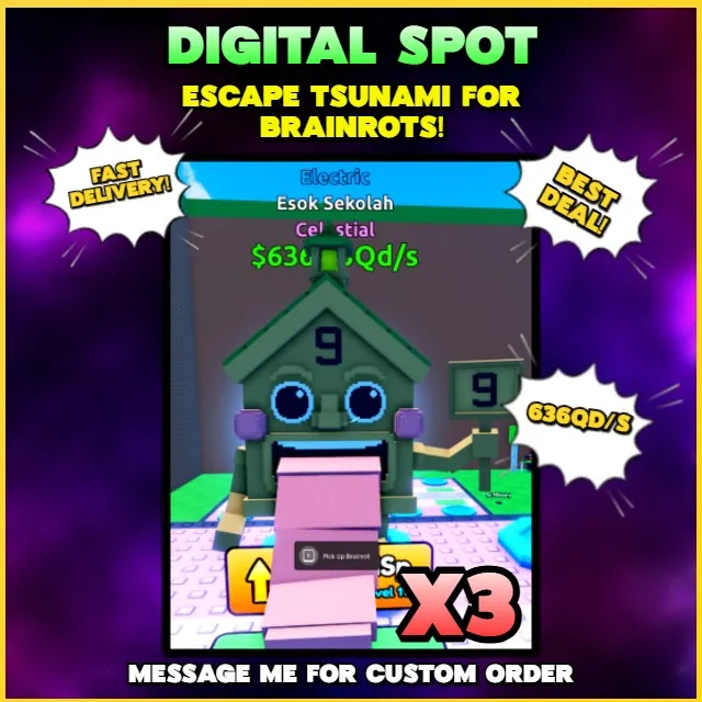 x3 Esok Sekolah | Escape Tsunami For Brainrots! - Roblox Game Item ...