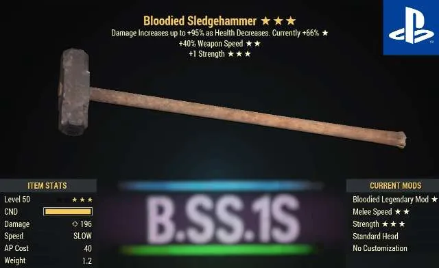BSS1S Sledgehammer - Fallout 76 Game Items - Gameflip