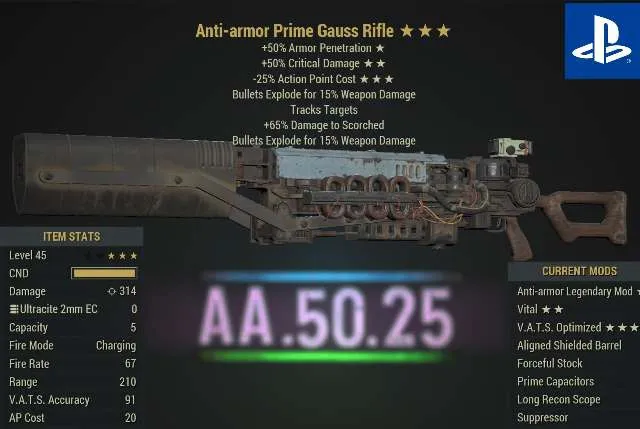 AA5025 Gauss Rifle - Fallout 76 Game Items - Gameflip