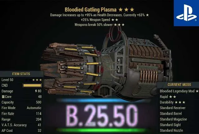 B2550bs Gatling Plasma - Fallout 76 Game Items - Gameflip