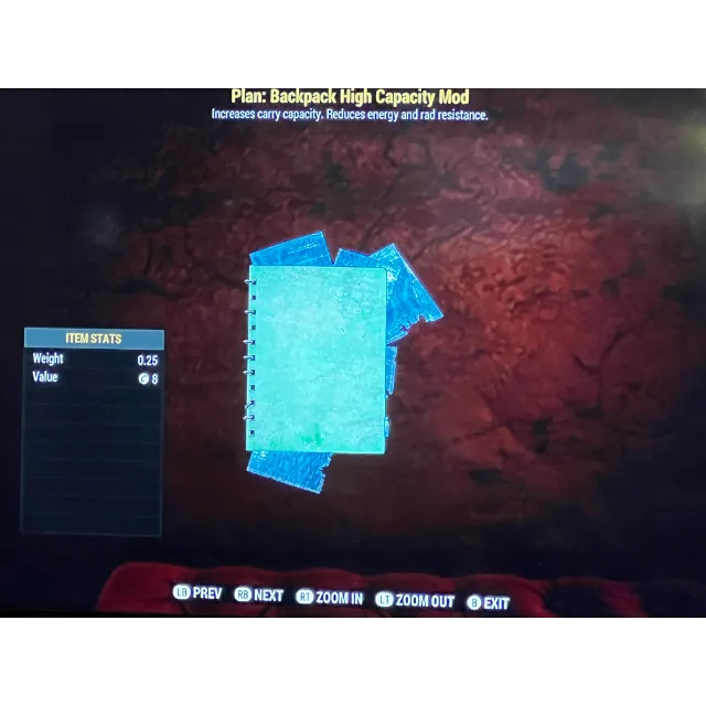 Plan | All 5 Backpack Plans - Fallout 76 Game Item - Gameflip