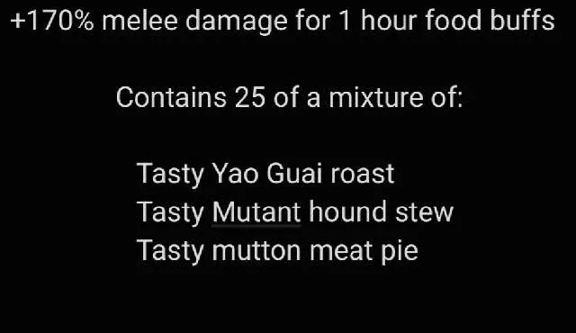 25 Melee Food Buff - Fallout 76 Game Item - Gameflip