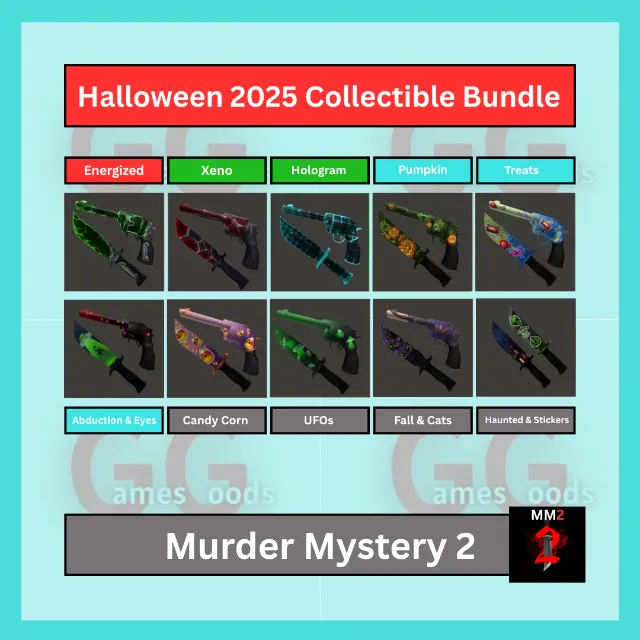 Halloween 2025 Collectible Bundle MM2 - Murder Mystery 2 Game Item ...