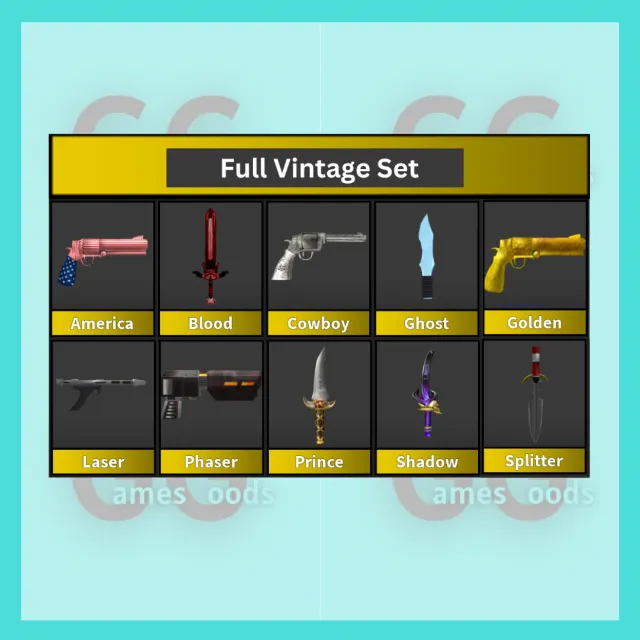 MM2: Full Vintage Set - Murder Mystery 2 Game Item - Gameflip