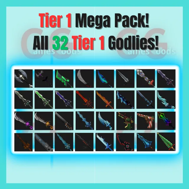MM2: Tier 1 Mega Pack - All 32 Tier 1 Godlies! - Murder Mystery 2 Game ...