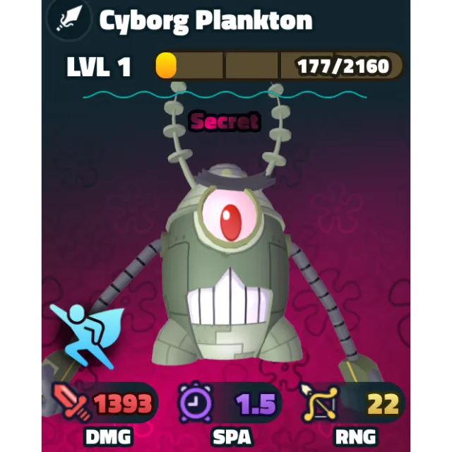 (Spongebob Tower Defense) Secret Cyborg Plankton - Game Item - Gameflip