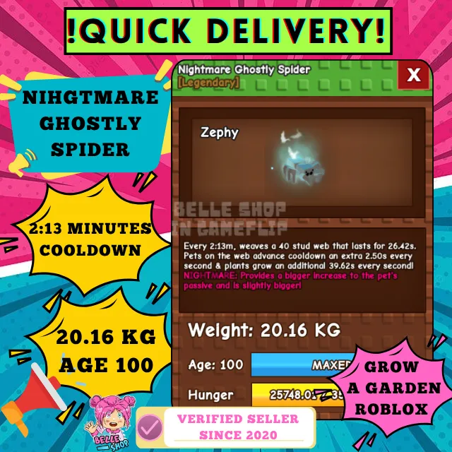 NIGHTMARE GHOSTLY SPIDER - Grow a Garden Game Item - Gameflip