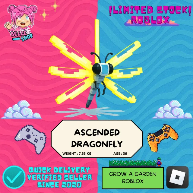 ASCENDED DRAGONFLY - Grow a Garden Game Item - Gameflip