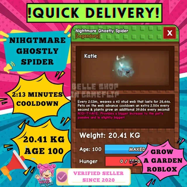 NIGHTMARE GHOSTLY SPIDER - Grow a Garden Game Item - Gameflip