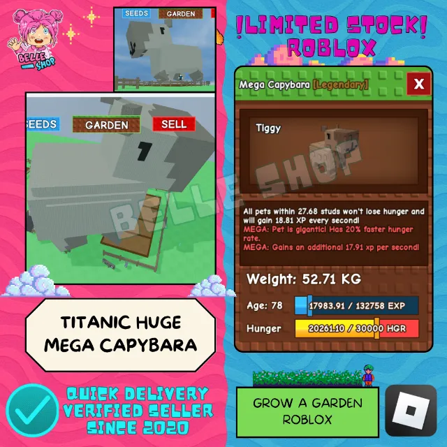 Titanic Huge Mega Capybara - Grow a Garden Game Item - Gameflip