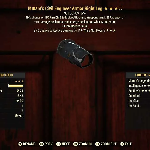 MUT INT SENT CE RL - Fallout 76 Game Items - Gameflip