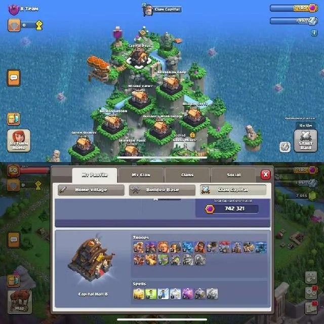 CLAN ⚡COC🔥LEVEL 13💎 [] NAME: X TEAM [] CAPITAL HALL 8 [] VICTORY 119 ...