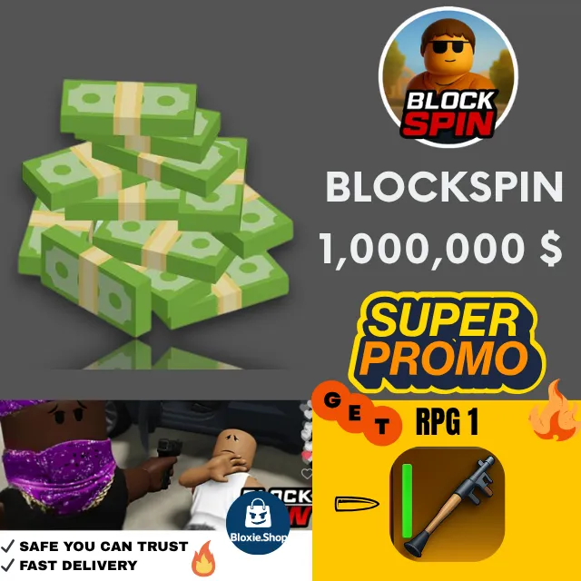 1M BLOCKSPIN CASH + 1 RPG - Roblox Game Item - Gameflip