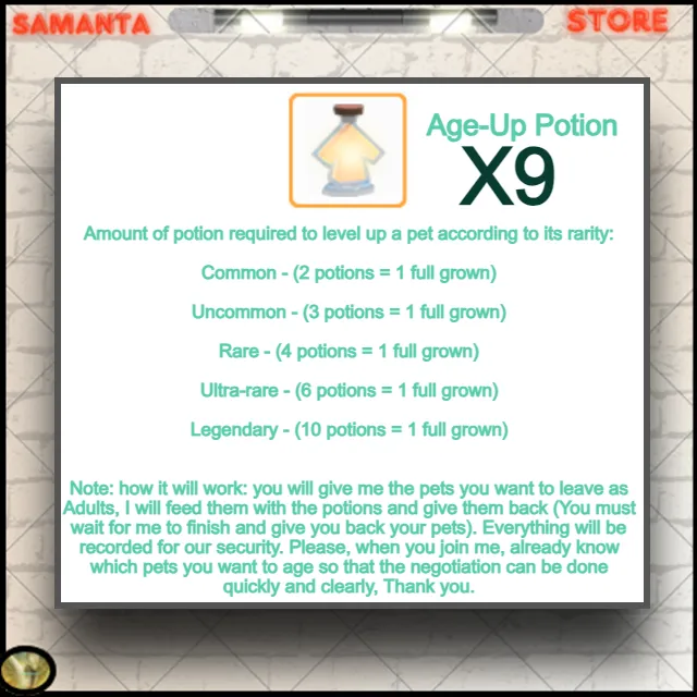 Age-Up Potion X9 - Adopt Me Game Items - Gameflip